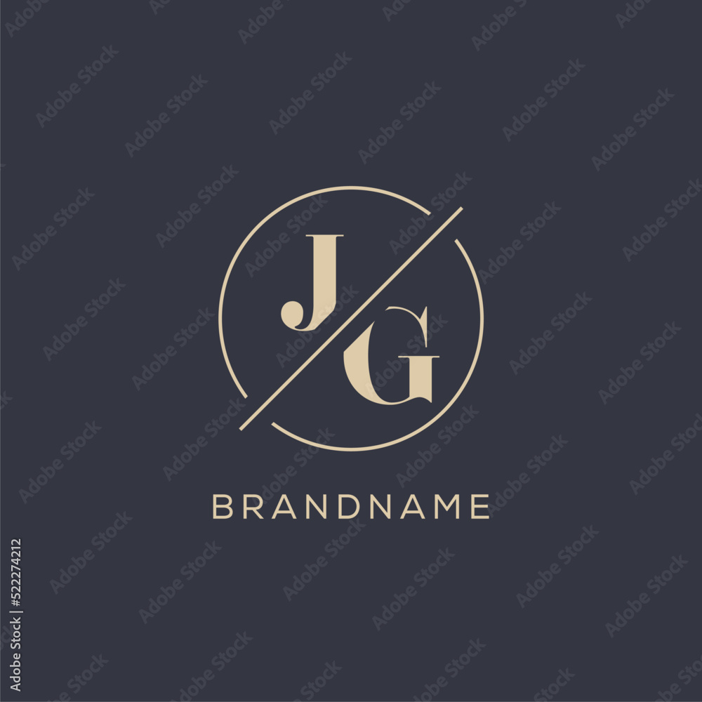Initial letter JG logo with simple circle line, Elegant look monogram ...