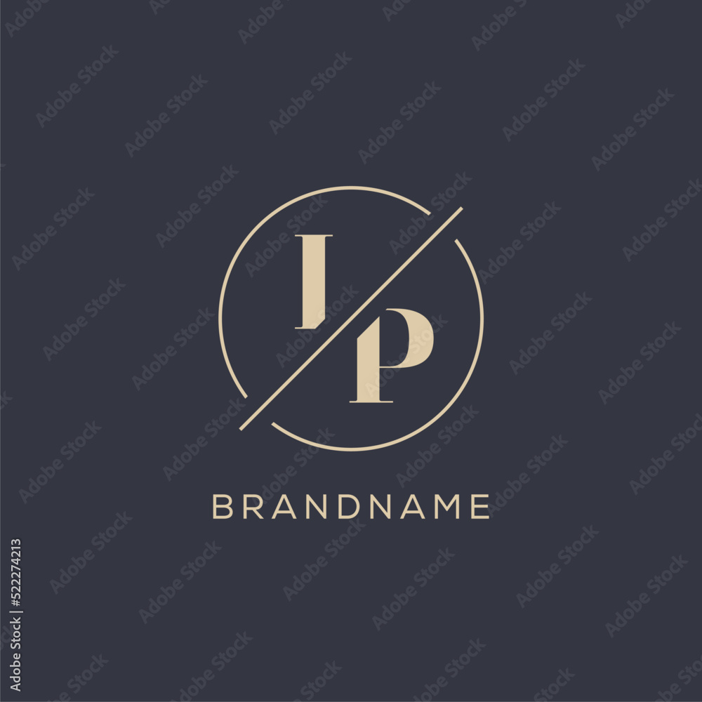 Initial letter IP logo with simple circle line, Elegant look monogram ...