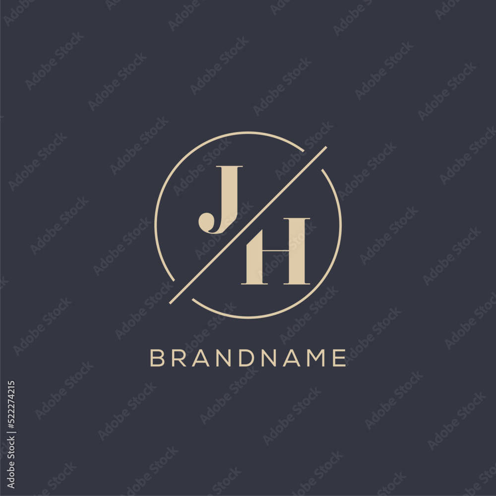Initial letter JH logo with simple circle line, Elegant look monogram ...