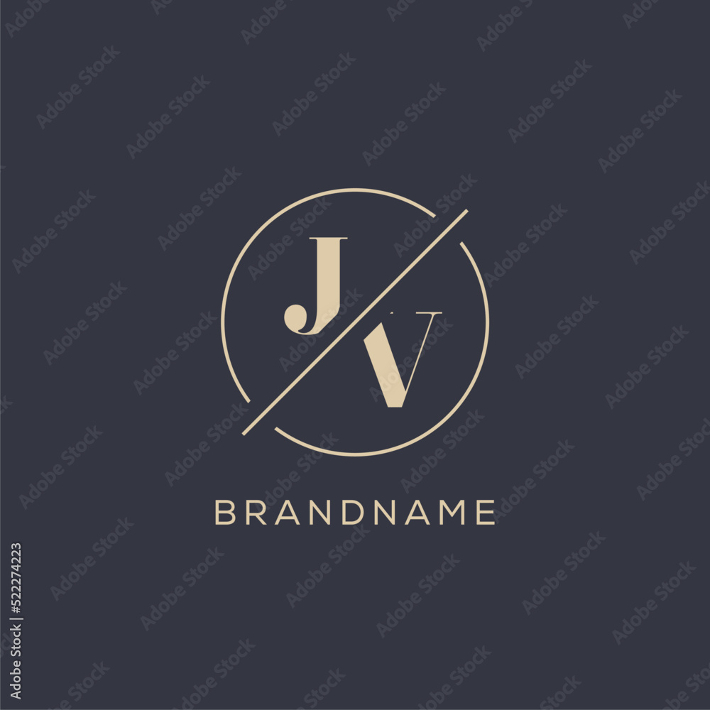 Initial letter JV logo with simple circle line, Elegant look monogram ...