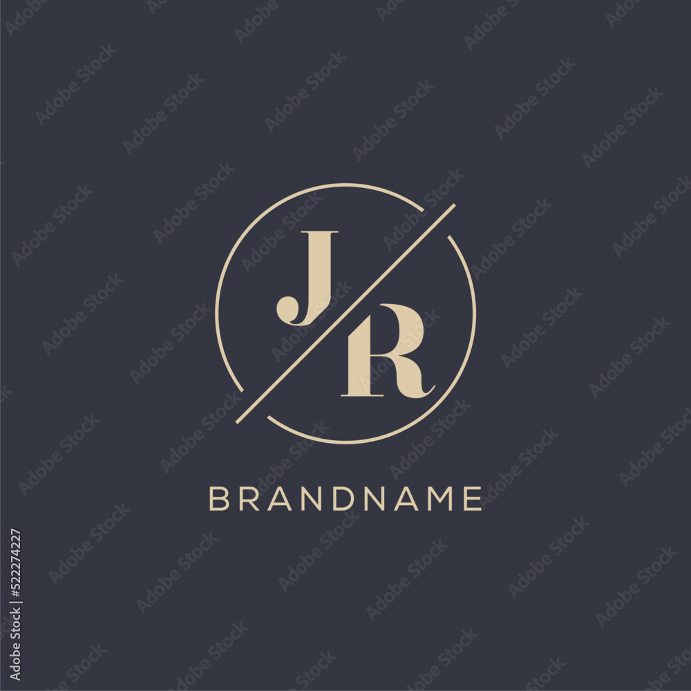 Initial letter JR logo with simple circle line, Elegant look monogram ...