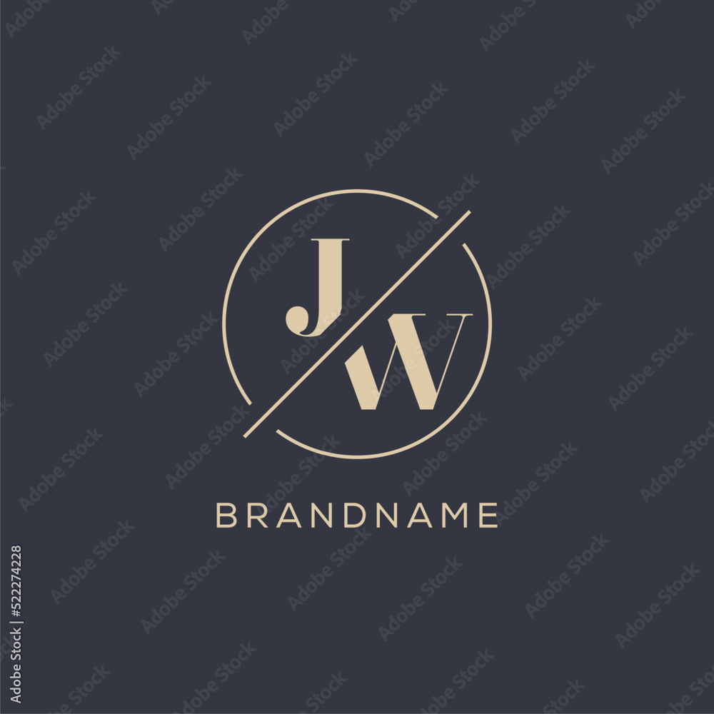 Initial letter JW logo with simple circle line, Elegant look monogram ...