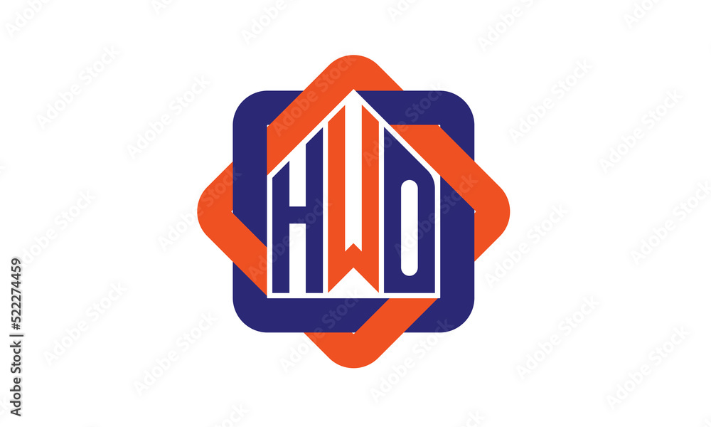 HWO three letter real estate logo with home icon logo design vector ...