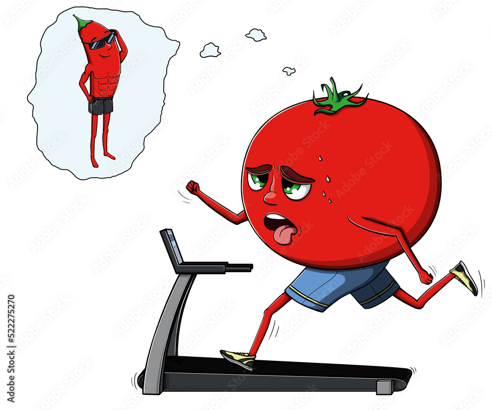 llustration of a tomato running on a treadmill Stock Illustration ...