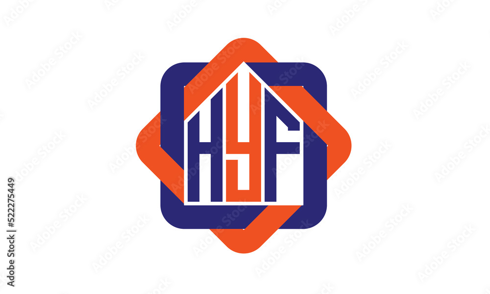 HYF three letter real estate logo with home icon logo design vector ...