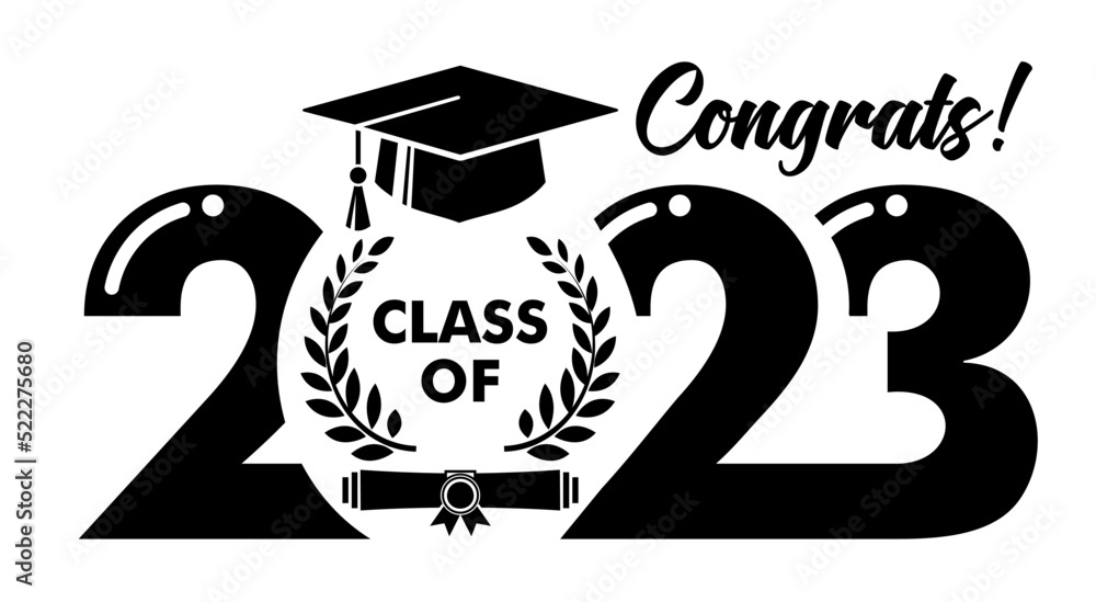 Lettering Class Of 2023 For Greeting Invitation Card Text For