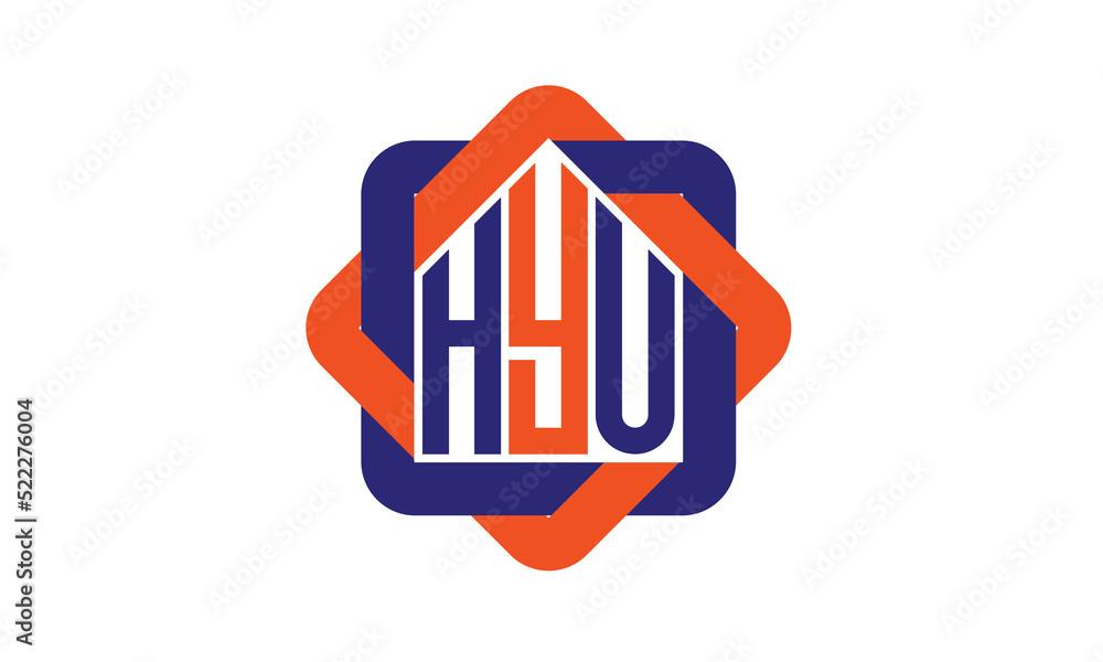 HYU three letter real estate logo with home icon logo design vector ...