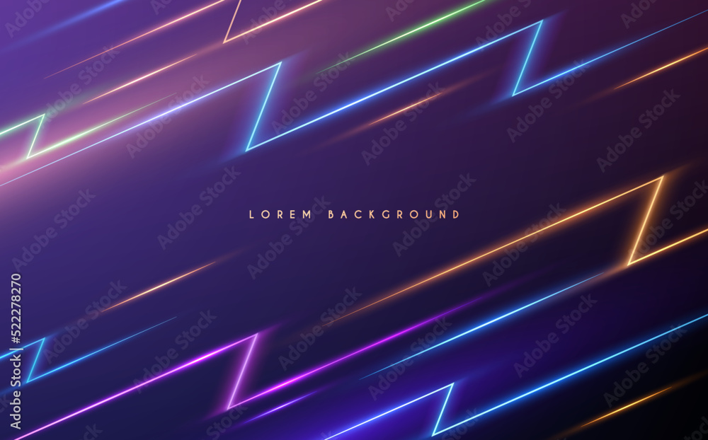 Abstract neon lightnings background with glow effect Stock Vector ...