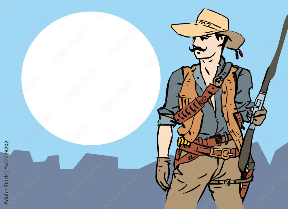 cowboy with a gun vector for card illustration background Stock Vector ...
