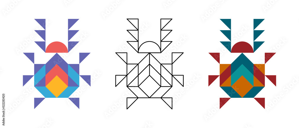 Geometric shapes beetle. Logo. Insect mosaic from polygons. A ...