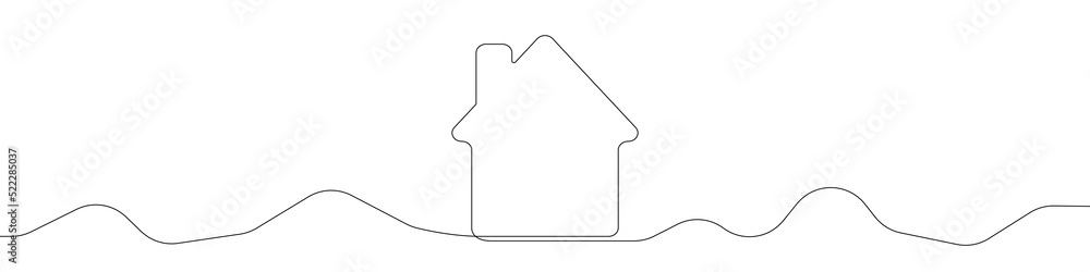 House icon line continuous drawing vector. One line home icon vector ...