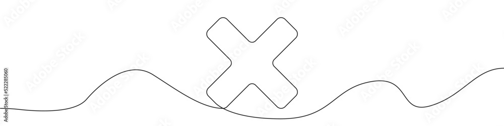 Cross icon line continuous drawing vector. One line cross icon vector ...