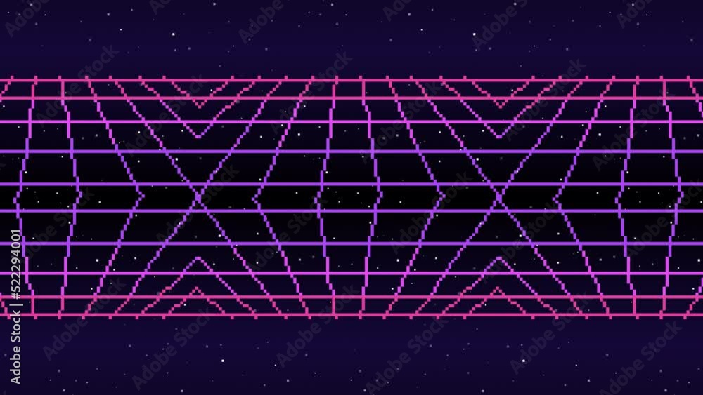 Animated Retro background. Motion design. Synthwave. Pixel art 8bit ...