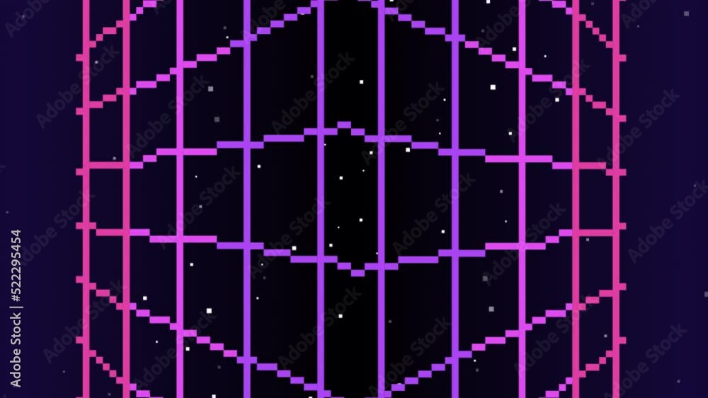 Animated Retro background. Motion design. Synthwave. Pixel art 8bit ...