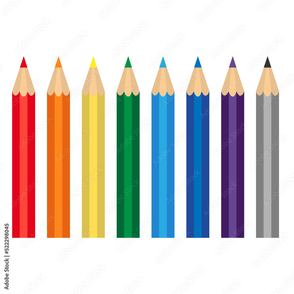 Clip art template with colored pencils on white background. Vector ...