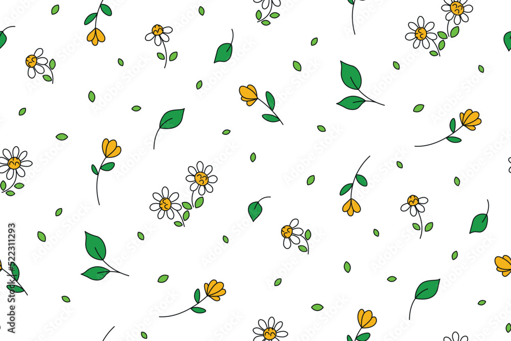Seamless floral pattern, cute ditsy print with small sparse flowers ...