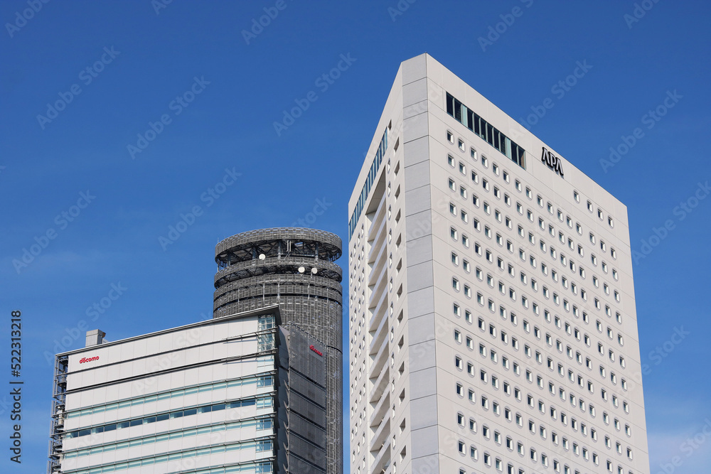 TOKYO, JAPAN - August 9, 2022: NTT Docomo Sumida Building and the Apa ...