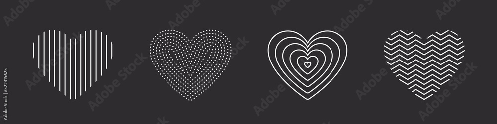 Retro futuristic geometric hearts shapes. Retrowave design elements ...