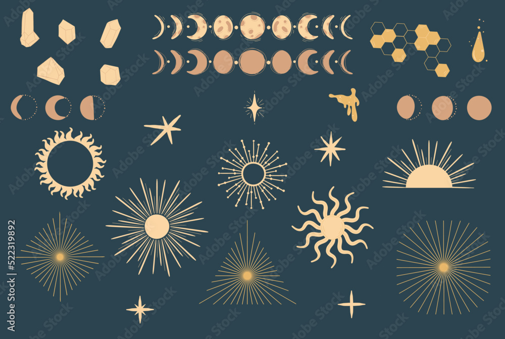 Sacred geometry, cosmic magic objects Stock Vector | Adobe Stock