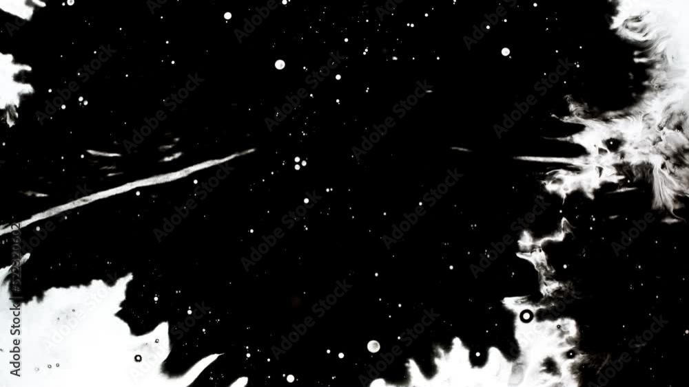 Abstract ink splatter transition in black and white seamless loop Stock ...