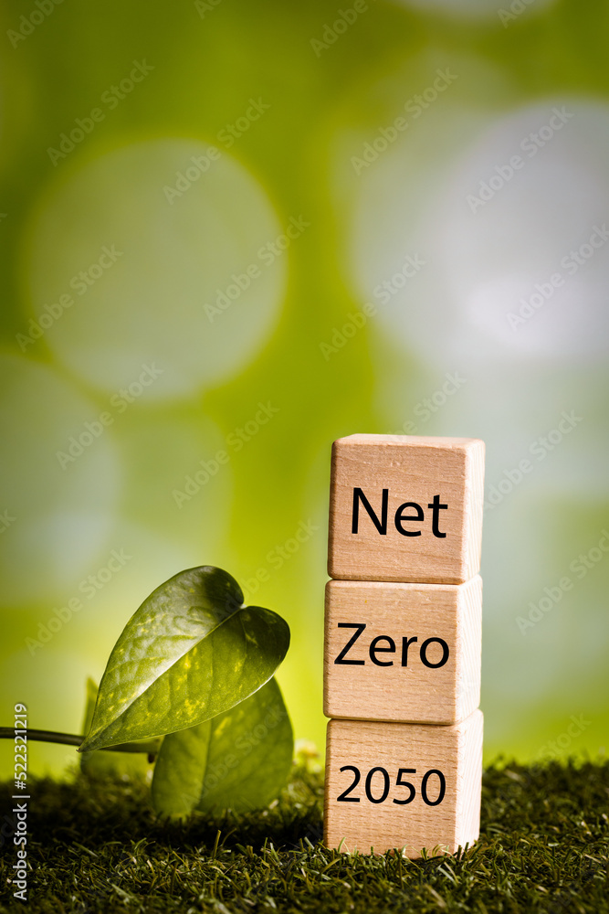 Net zero 2050 Carbon neutral. Net zero greenhouse gas emissions target. Climate neutral long ...