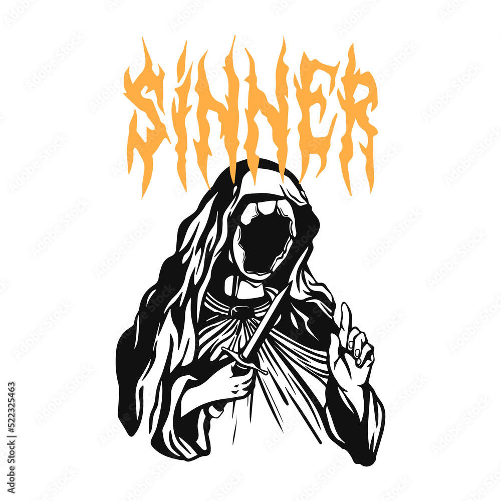 vector illustration of a nun holding a knife Stock Vector | Adobe Stock