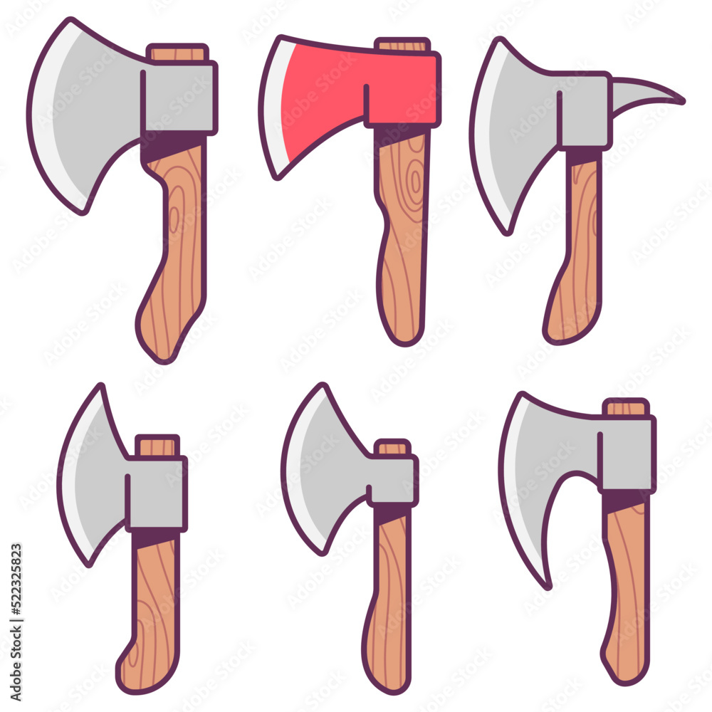 Axe vector cartoon set isolated on a white background. Stock Vector ...