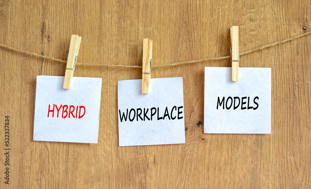 Hybrid workplace models and support symbol. Concept words Hybrid ...