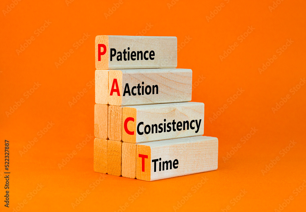 PACT patience action consistency time symbol. Concept words PACT ...