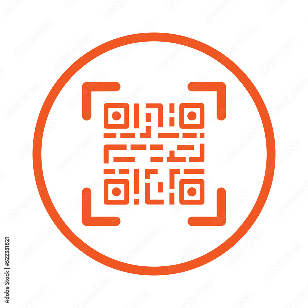 Scanner, barcode, qr code icon. Orange vector sketch. Stock Vector | Adobe Stock