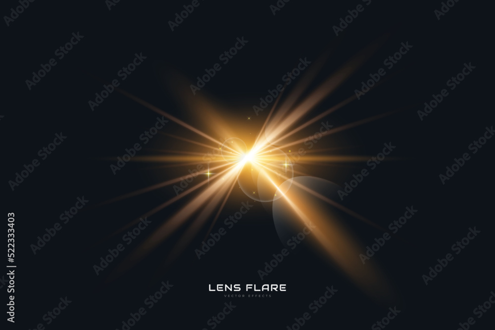 Orange Lens Flare Effect. Vector transparent Sunlight Light Effect ...