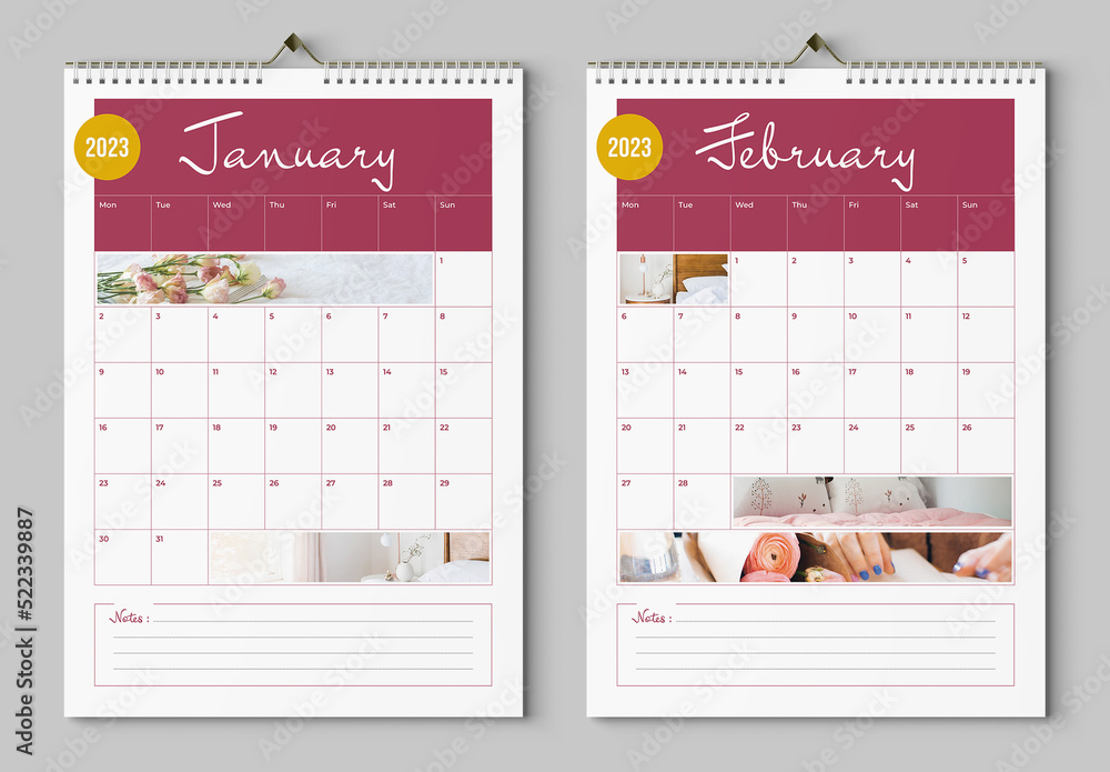 Monthly Planner 2023 Layout Stock Template | Adobe Stock