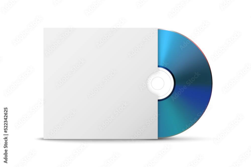 Vector 3d Realistic Blue CD, DVD with Paper Case, Envelope Isolated on ...