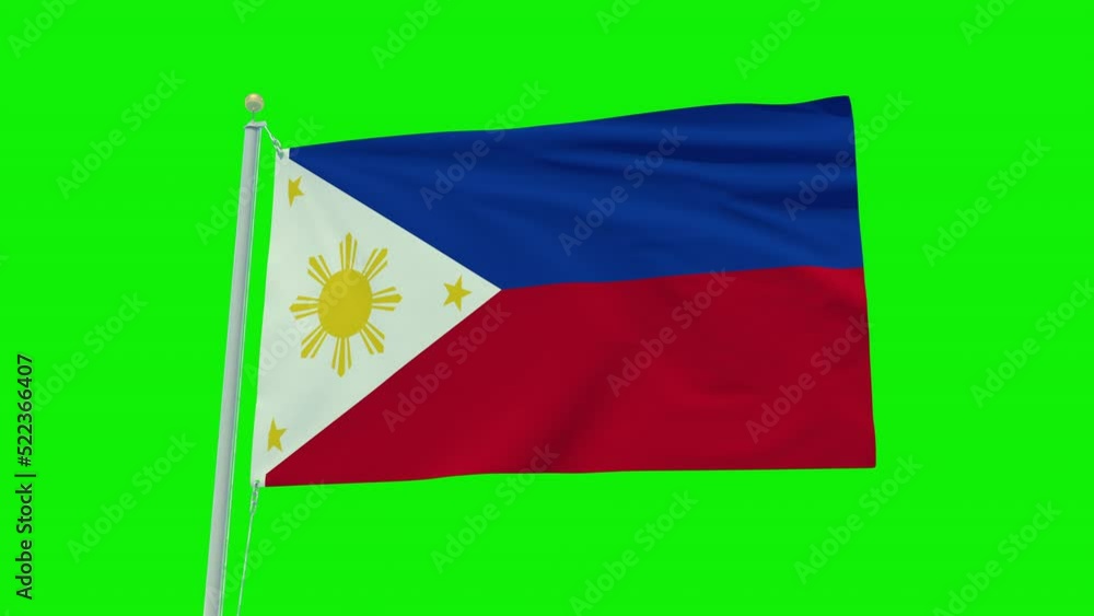 Seamless loop animation of the Philippines flag on a green screen ...