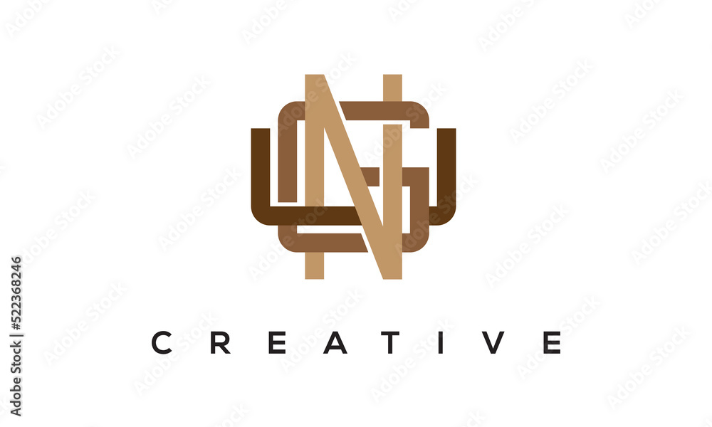 initial NGU, UGN letters monogram, three letters creative modern ...