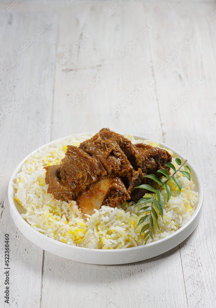 Beef ribs biryani Spicy Indian Malabar biryani Hyderabadi biryani, Dum ...