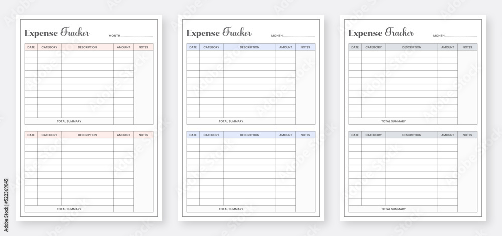 Daily, Weekly, Monthly Expense Tracker, Modern planner template set. 3 ...
