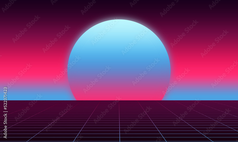 Synthwave and retrowave flyer background, vaporwave 80's landscape ...