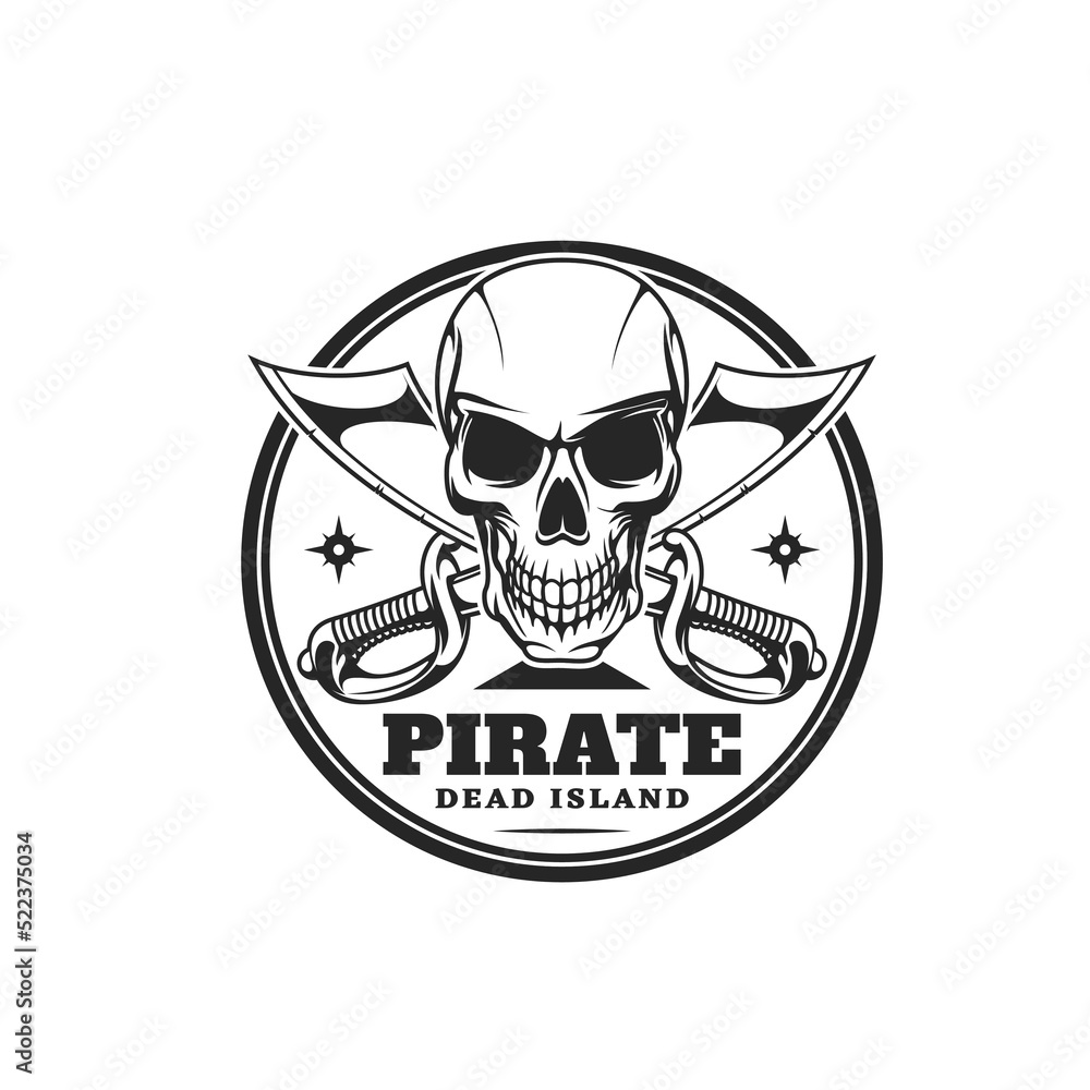 Pirate captain skull icon. Corsair, filibuster and buccaneer monochrome ...