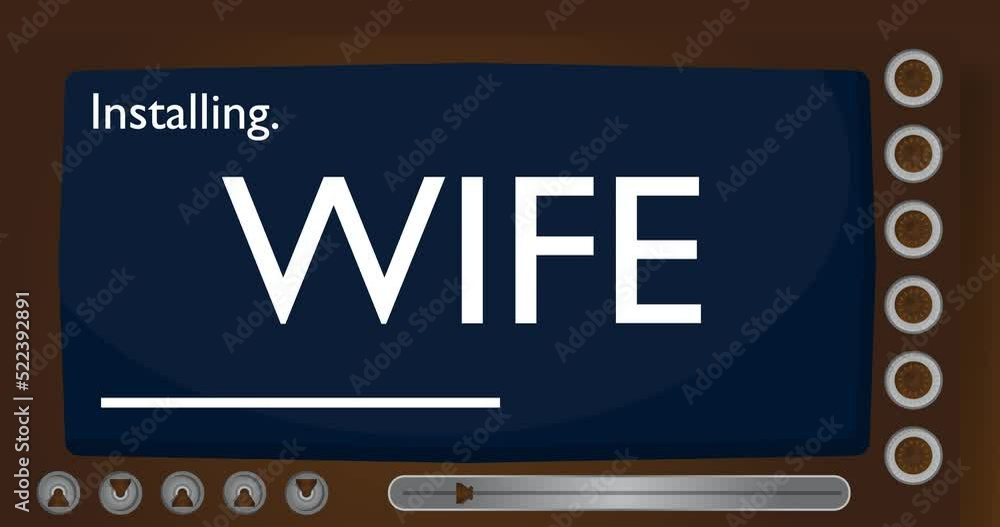 Cartoon Computer With the word Wife. Video message of a screen ...