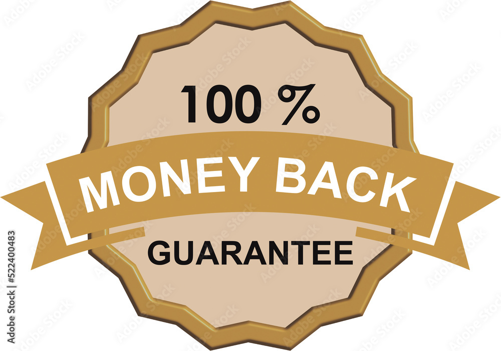 Golden seal and stamp,100 percent money back guarantee badge and seal ...