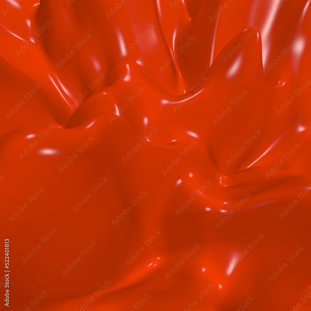 Red movement plastic background with bulges wave surface. Smooth relief ...