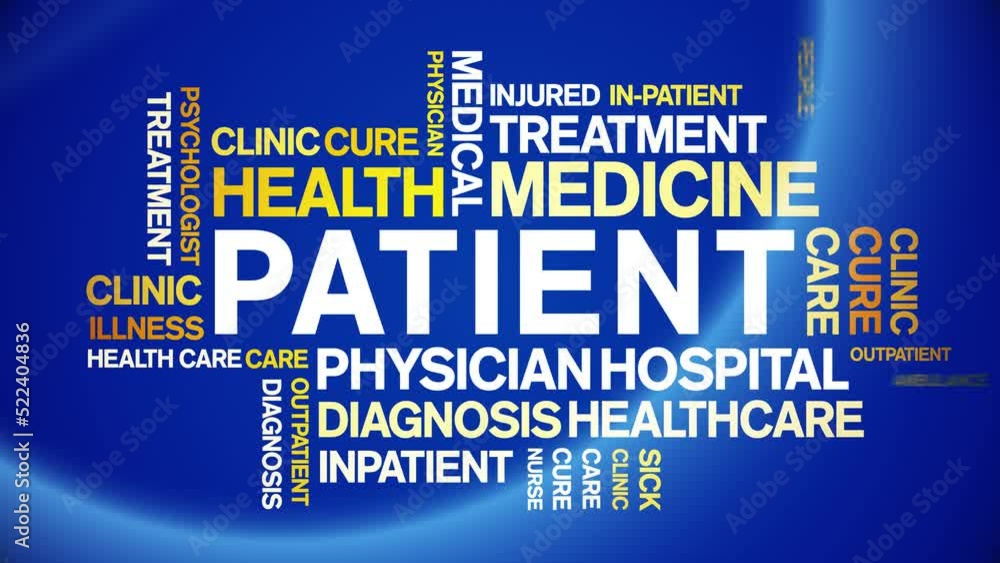 Patient animated tag word cloud;text design animation kinetic ...