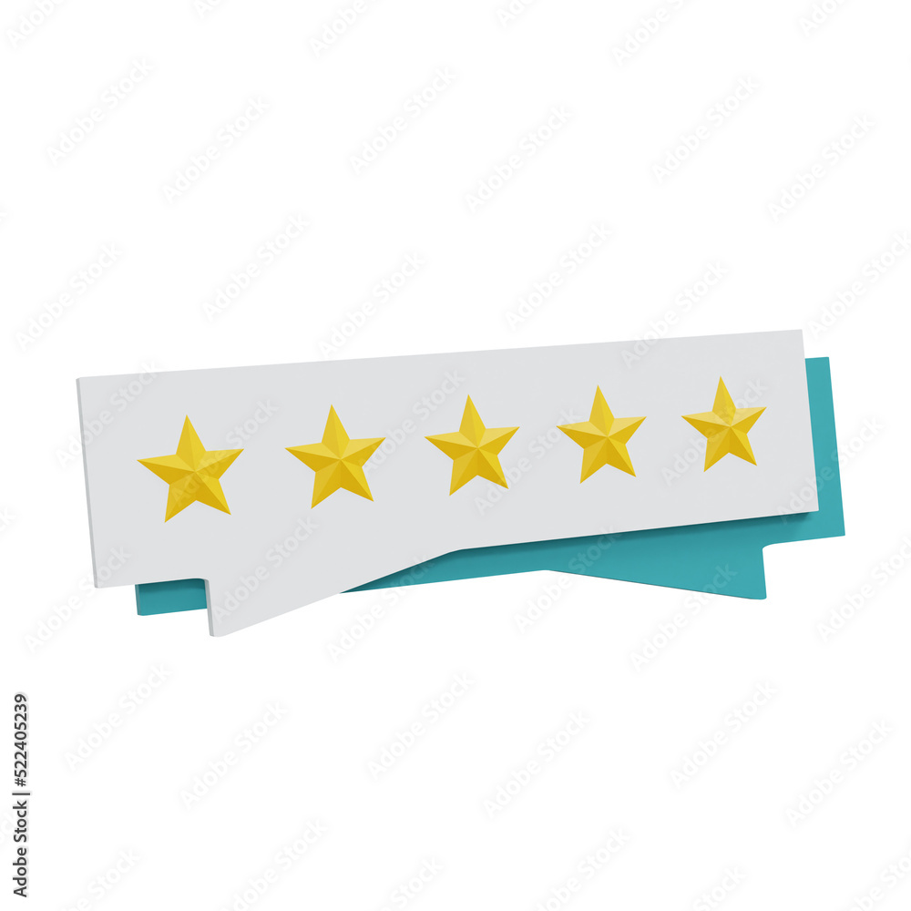 3D 5 Star rating comment illustration, Realistic and high resolution ...