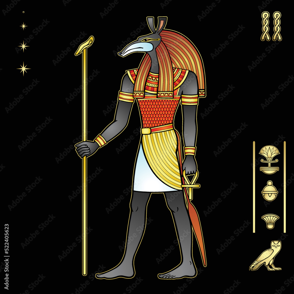 Animation portrait: Ancient Egyptian god Seth. God of rage, deserts ...