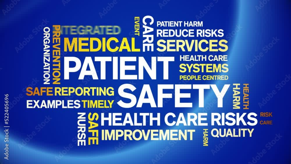 Patient Safety animated tag word cloud;text design animation kinetic ...