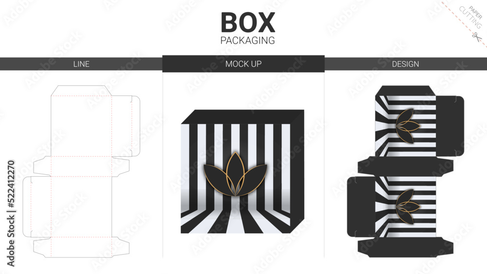 Box Packaging And Mockup Die Cut Template Stock Vector Adobe Stock