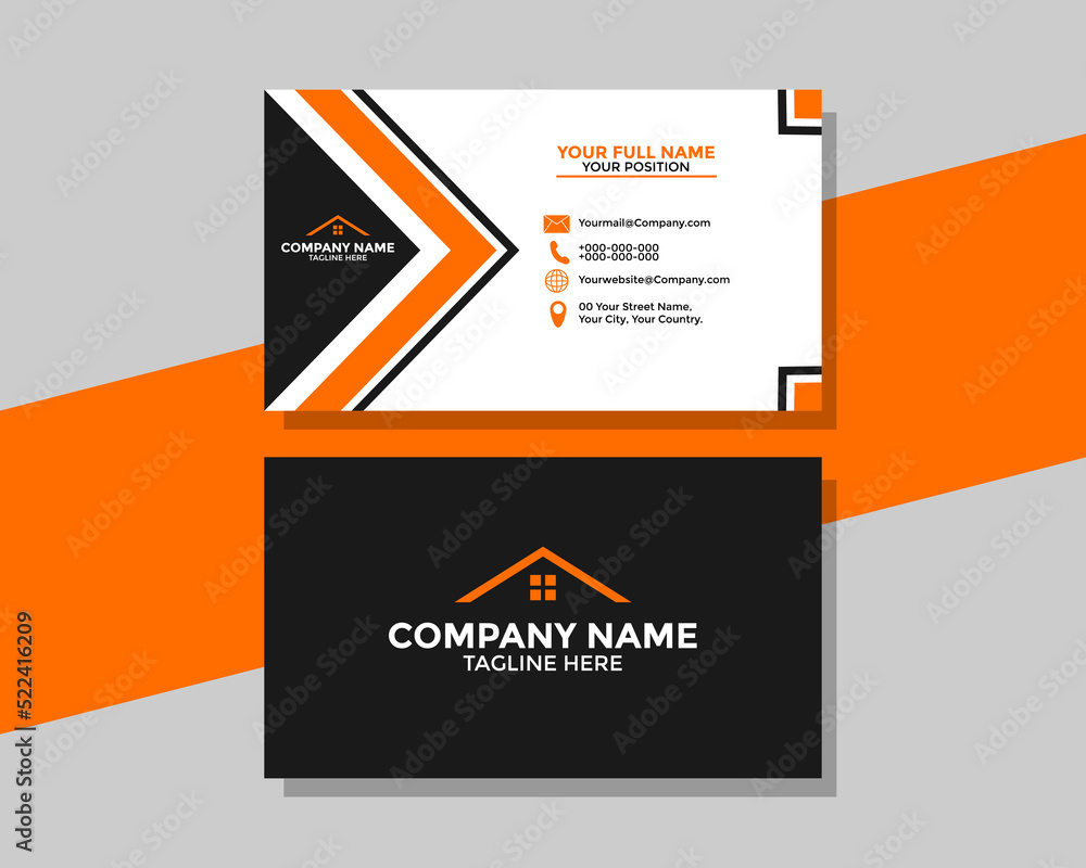 Construction business card design with combination black and orange ...