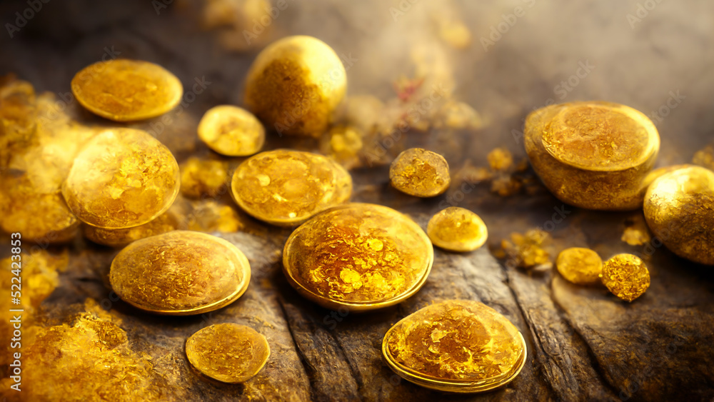 3D render gold coins abstract background with soft glowing backdrop ...