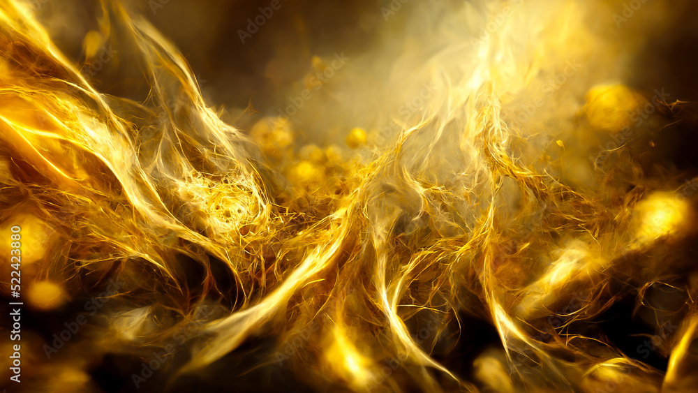 3D render gold fire abstract background with soft glowing backdrop ...